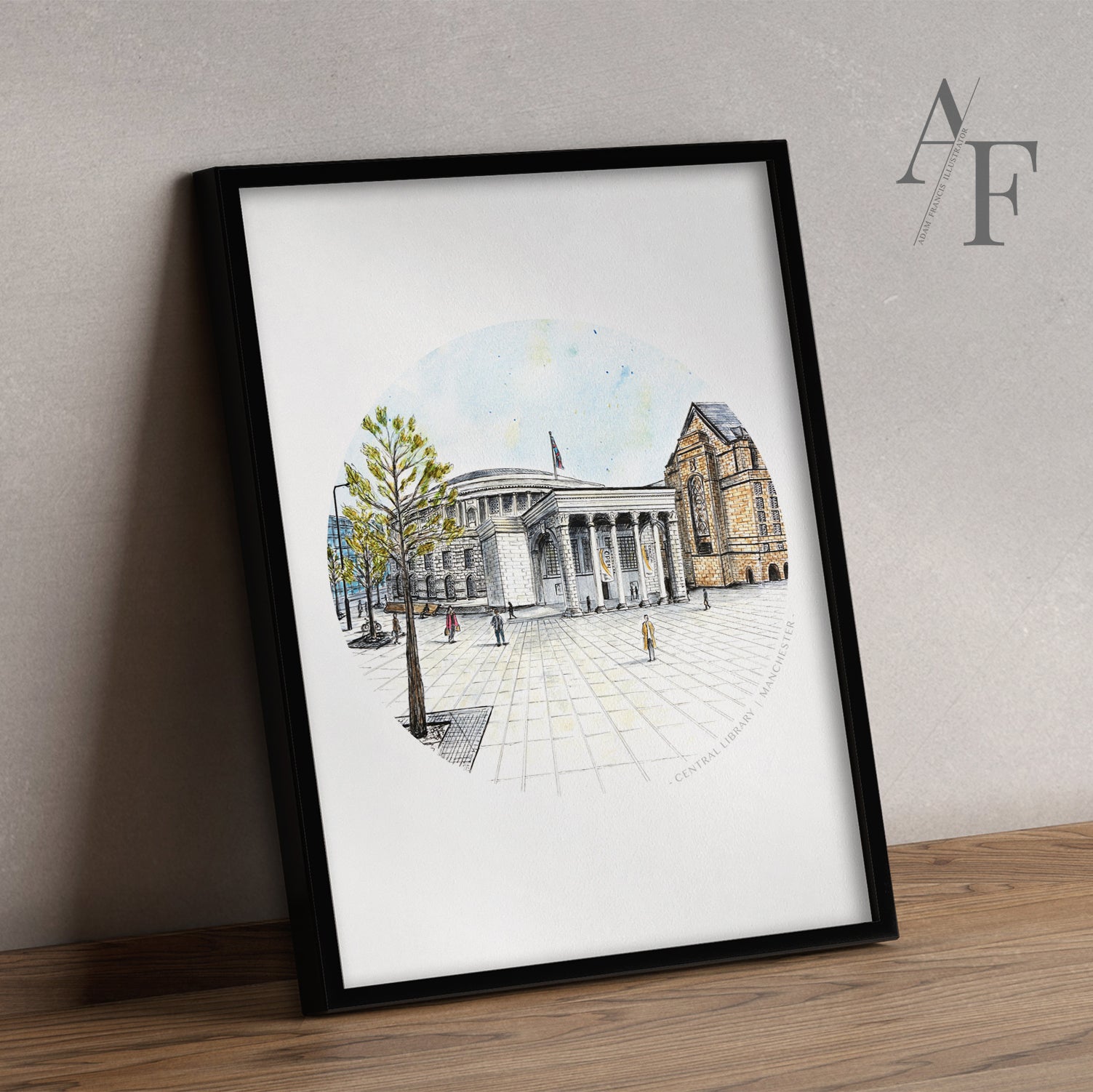 Manchester, Central Library, Art Print – Adam Francis Illustrator